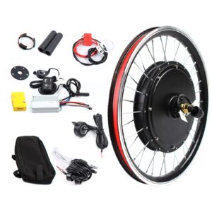 jayeuw electric bike conversion kit, front/rear wheel electric bicycle motor kit, for 20" bike, w/v brake+disc brake, 36v 250w/48v 1000w bike hub motor,30/50km/h (48v 1000w front wheel)