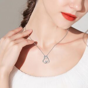 ABBGIABBW Pig Necklace 925 Sterling Silver Cute Pet Pig Heart Pendant Necklace Animal Jewelry Birthday Gift for Women