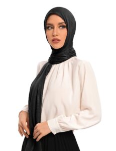 txmout hijab scarfs for women premium jersey hijab hijab for women muslim cotton hijab (black)