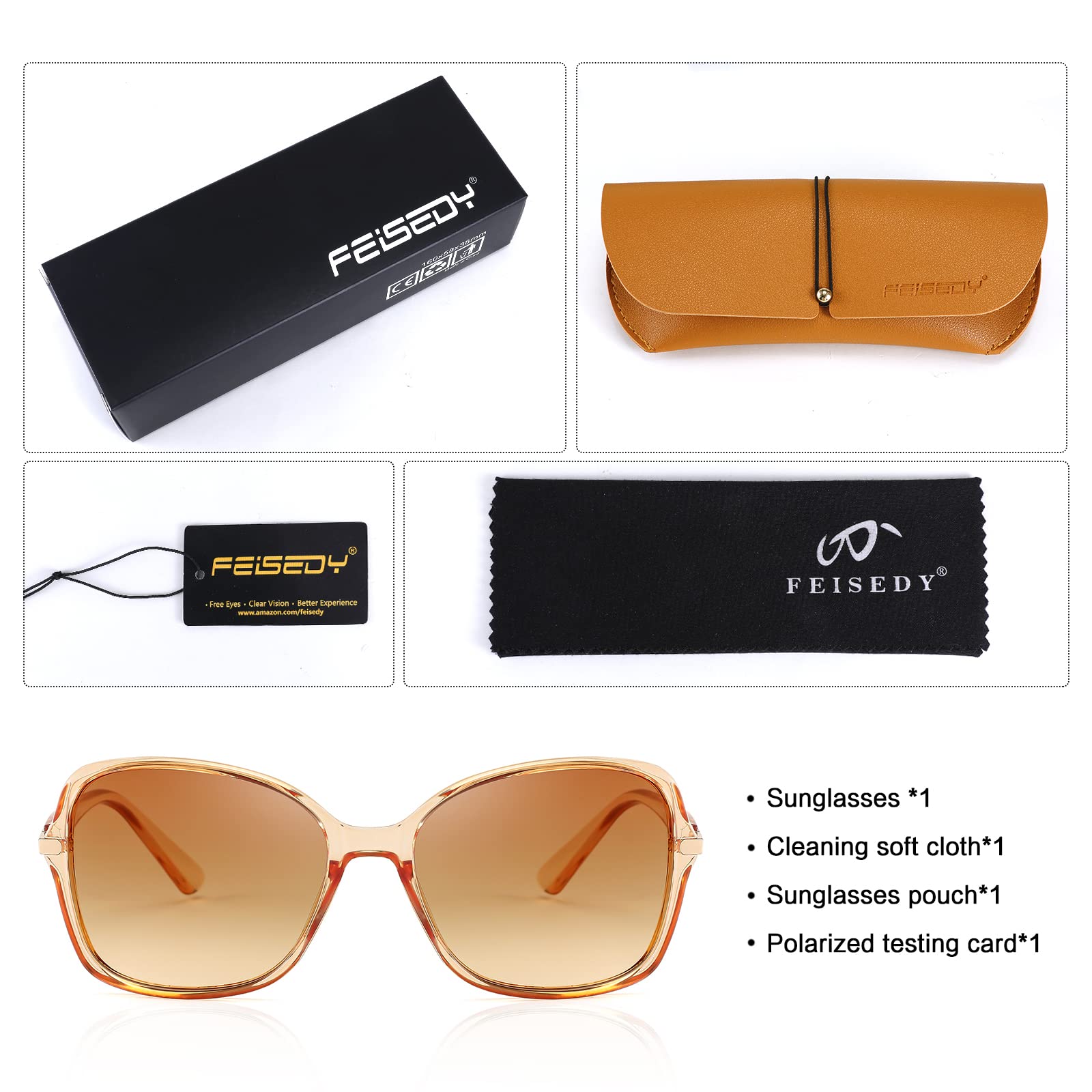 FEISEDY Womens Polarized Sunglasses, Trendy Elegant Colored Frame for Ladies, UV400 Protection B2760