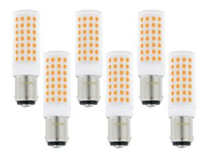 lamsky ba15d led bulbs 6w dimmable 120v,b15 double contact bayonet base,soft warm white 3000k,60w jd type t3/t4 halogen equivalent replaces for pendants ceiling fans sewing machine light(6-pack)