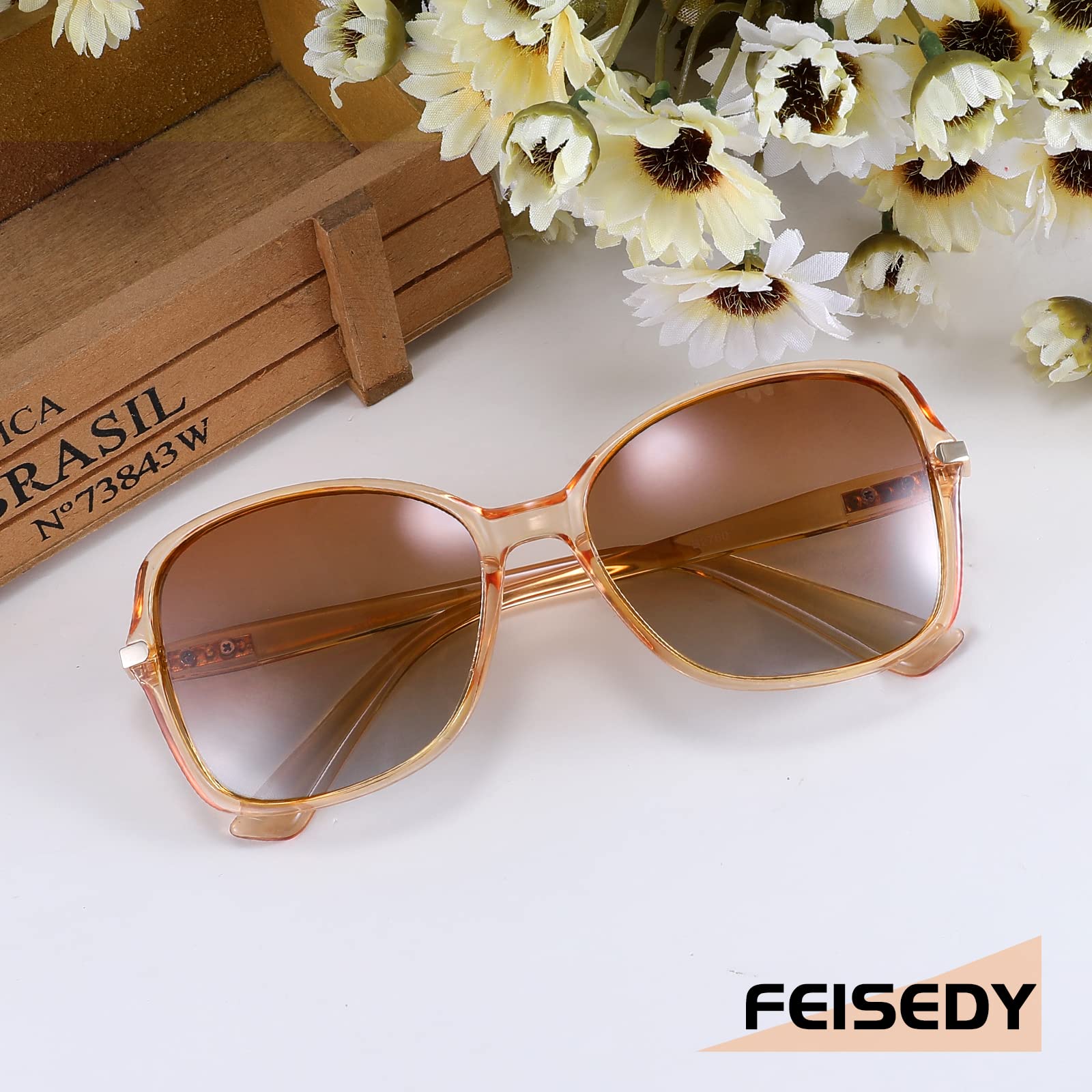 FEISEDY Womens Polarized Sunglasses, Trendy Elegant Colored Frame for Ladies, UV400 Protection B2760