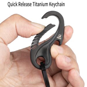 Tisur Titanium Carabiner Keychain Clip, Key Rings Quick Release Heavy Duty Bottle Opener Mens Cool Black Car Keychains, Multitool Key Chain Assecorie