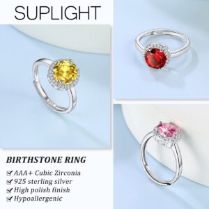 Suplight March Birthstone Ring Aquamarine Stacking Sterling Silver Rings Engagement Promise Ring for Her