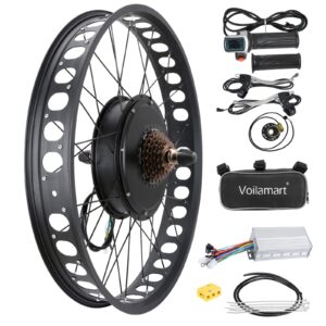 voilamart 26" electric bike conversion kit rear wheel, with 3.23" width rim 48v 1500w e-bike hub motor kit with intelligent controller and pas system, restricted to 750w for road bike(without battery)