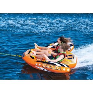 wow sports - glider inflatable towable tube w/ flex seating - 1 - 2 riders - perfect for kids & adults - soft top deck tube - boating accessory