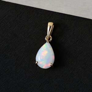 LUXORO 10K Yellow Chunky Solid Real Gold Jewelry Opal Pendant for Women Birthday Gifts for Women