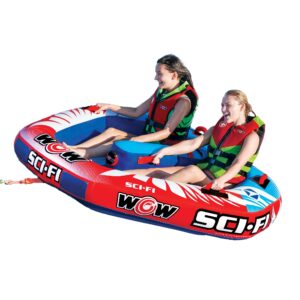 wow sports - sci fi 2 person inflatable towable tube - perfect for kids & adults - secure cockpit seating