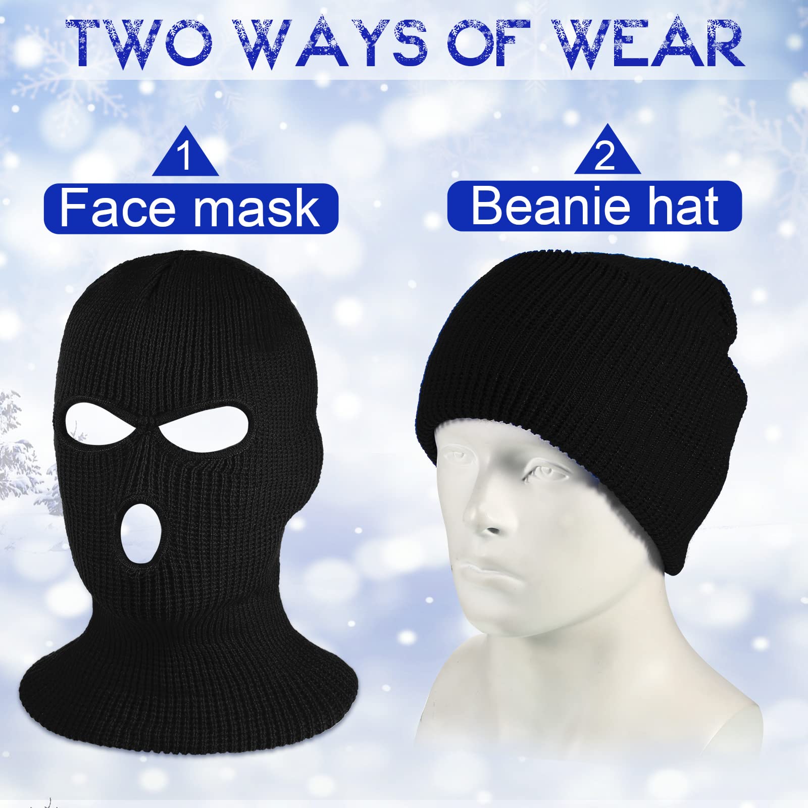 12 Pieces Ski Mask for Men Knitted Ski Mask Beanie Winter Balaclava Beanie Mask Ski Mask 3 Hole with Designs Full Face Knit Mask for Men Women Outdoor Sports