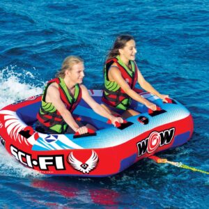 WOW Sports - SCI FI 2 Person Inflatable Towable Tube - Perfect for Kids & Adults - Secure Cockpit Seating