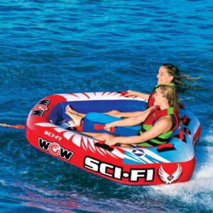 WOW Sports - SCI FI 2 Person Inflatable Towable Tube - Perfect for Kids & Adults - Secure Cockpit Seating