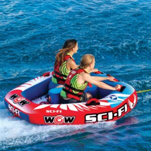 WOW Sports - SCI FI 2 Person Inflatable Towable Tube - Perfect for Kids & Adults - Secure Cockpit Seating