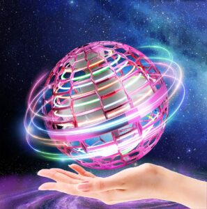 lmgy flying ball toys- 2023 upgraded, built-in rgb lights spinner 360° rotating,spinning ufo safe for kids adults magic flying toys outdoor indoor,globe shape magic mini drone flying toy (pink)