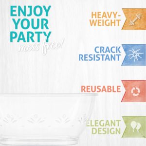 PLASTICPRO 6 ounce Premium Heavy Weight Crystal Clear Disposable Hard Plastic Dessert Size Party Bowls Pack of 40