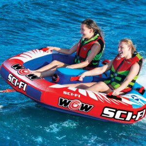 WOW Sports - SCI FI 2 Person Inflatable Towable Tube - Perfect for Kids & Adults - Secure Cockpit Seating