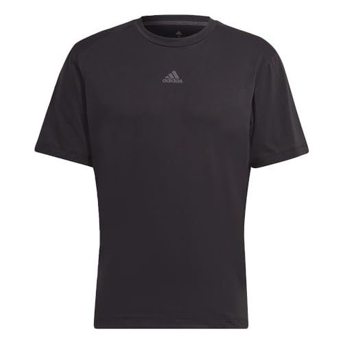 adidas Men's AEROREADY Yoga Tee, Black/Grey, Small