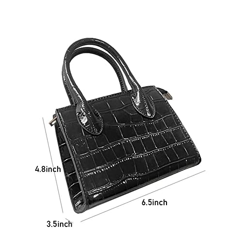 saursmehat Small crossbody bags for women faux leather trendy clutch mini purses and handbags (Black Crocodile)