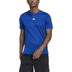 adidas men's aeroready high intensity back 3-stripes training tee, team royal blue/white, large