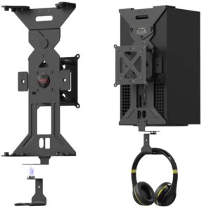 Magnetic Wall Mount for Xbox Series X, Metallic Support Bracket with Gaming Headset Hook, Magnets and Built-in Level Design - Mount XSX Vertical, Horizontal or Under The Desk