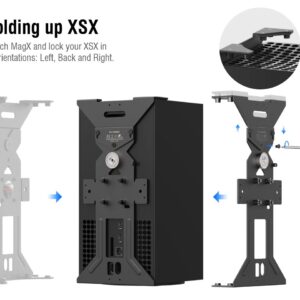 Magnetic Wall Mount for Xbox Series X, Metallic Support Bracket with Gaming Headset Hook, Magnets and Built-in Level Design - Mount XSX Vertical, Horizontal or Under The Desk