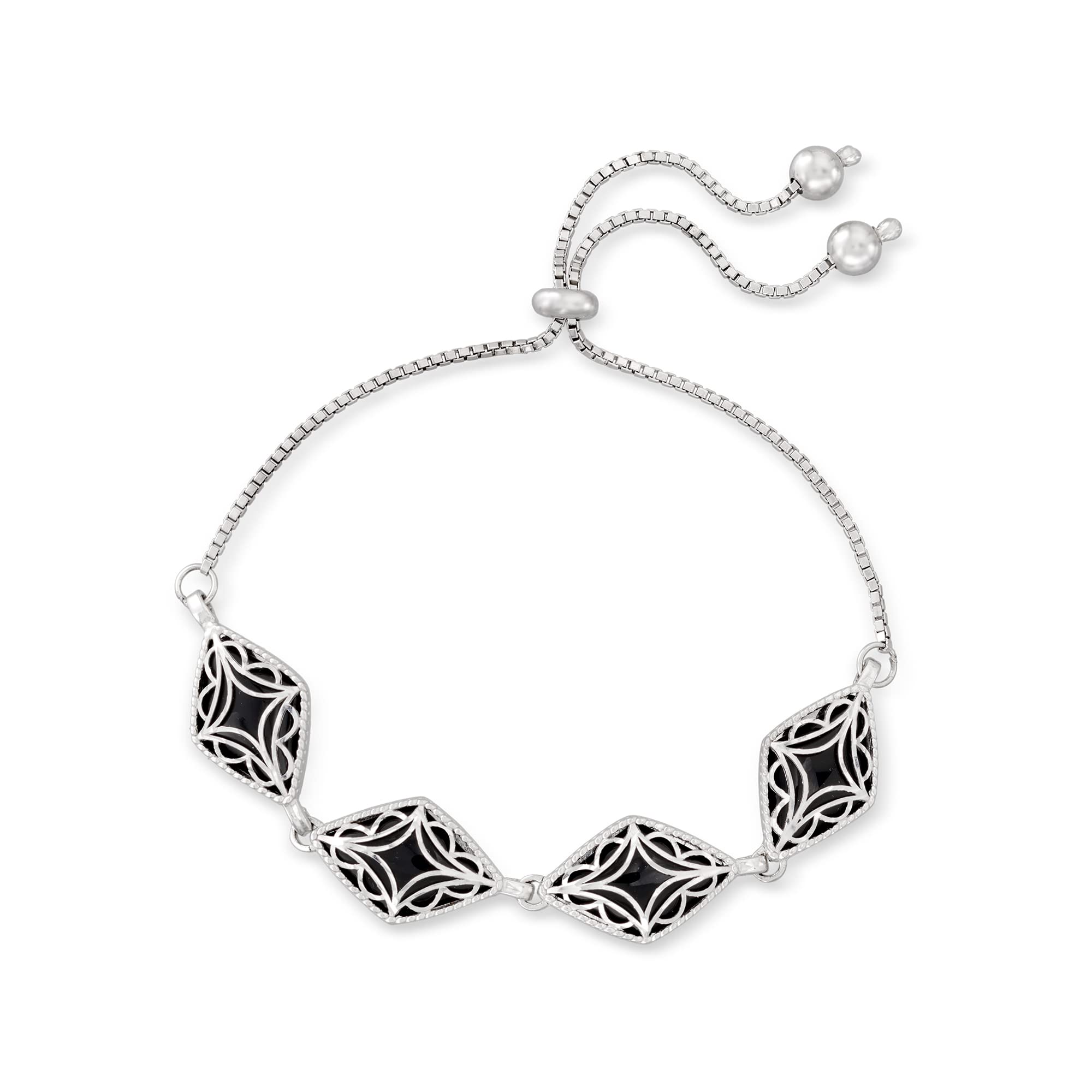 Ross-Simons Black Onyx Bolo Bracelet in Sterling Silver