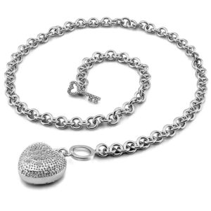 meilanduo solid 925 sterling silver rolo chain link necklace with key heart pendant 18" 20" for women (20 inches)