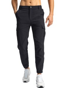 pinkbomb men's hiking cargo pants with 7 pockets slim fit stretch joggers golf cargo work pants for men(black,m)