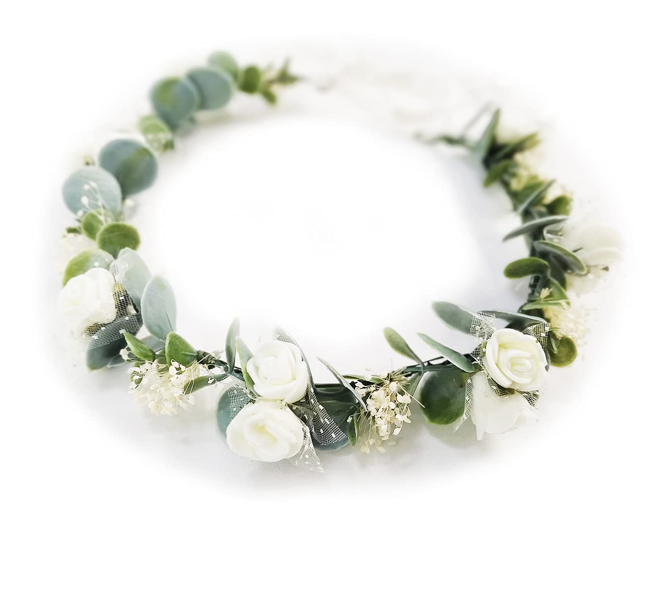 Dlynmoo Flower Crown Floral Wreath Headband Floral Crown Wedding Festivals Photo Props Headpiece TG02066