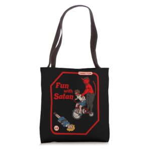 fun with satan vintage childgame horror goth punk tote bag