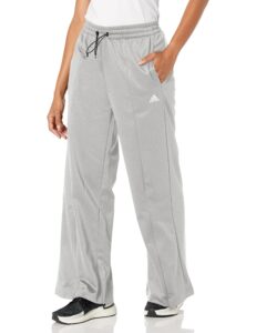 adidas women's aeroready wide-leg high-rise pants, medium grey heather/white, small