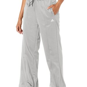 adidas Women's AEROREADY Wide-Leg High-Rise Pants, Medium Grey Heather/White, Small