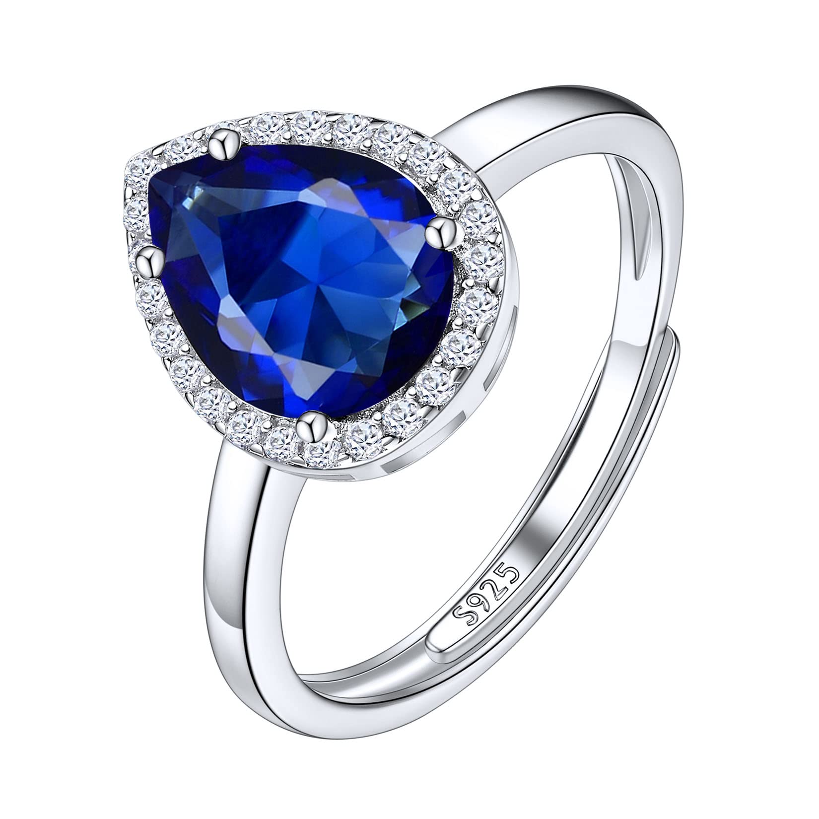 Suplight Promise Ring for Her Septembler Birthstone Blue Sapphire Ring Sterling Silver Ring