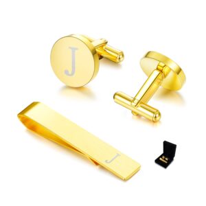 diamday cuff links and tie clips set personalized cufflinks for men gold j initial cufflinks men's link shirt studs tie letter tie clips and cufflinks set with box groomsmen gift for him