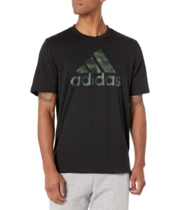 adidas men's essentials camouflage printed tee, black, large