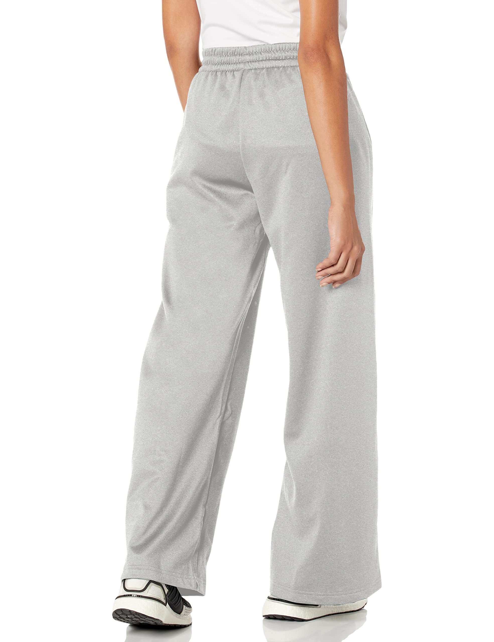 adidas Women's AEROREADY Wide-Leg High-Rise Pants, Medium Grey Heather/White, Small