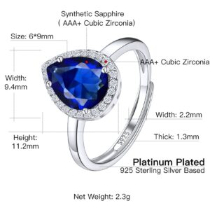 Suplight Promise Ring for Her Septembler Birthstone Blue Sapphire Ring Sterling Silver Ring