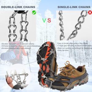 Crampons Ice Cleats for Snow Boots and Shoes Traction Grips Women Men Anti Slip 19 Stainless Steel Spikes Safe Protect for Hiking Fishing Walking Climbing Mountaineering Jogging Black L