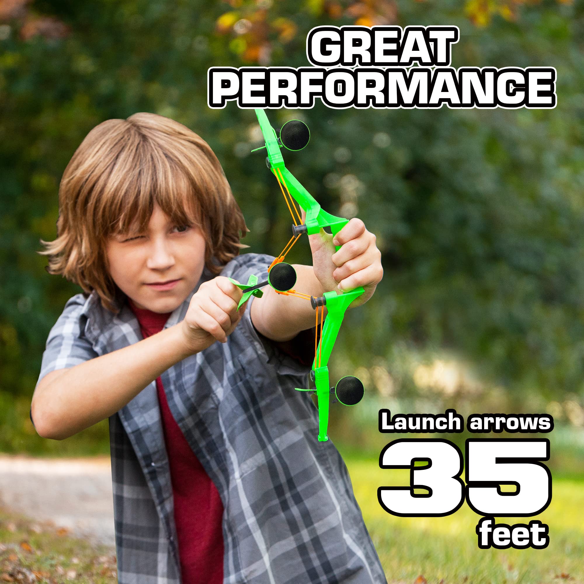 Zing Air Storm Bullz Eye Bow, Includes 2 Bows, 6 Sticky Arrows and 1 Target, Safely Shoots Arrows Over 35ft, Short Range Indoor or Outdoor Active Play, Great Bow and Arrow Toy