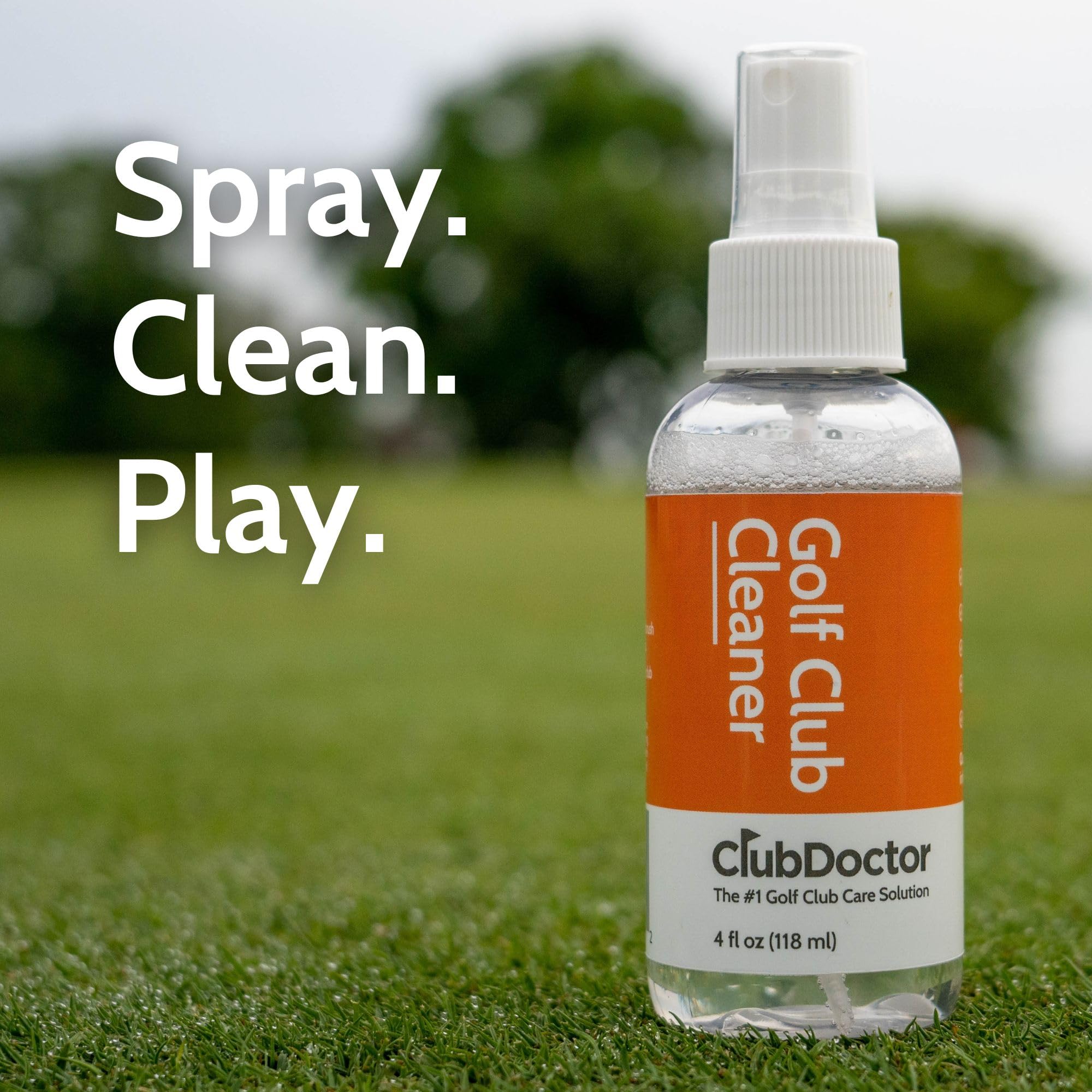 Club Doctor - Club Cleaning Solution - Golf Club Cleaner Spray - Removes Dirt from Grooves - Increase Spin and Improve Ball Flight - Clips onto Bag for Convenience - 4 oz