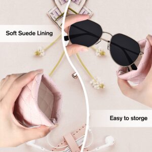 COMF-PRO Squeeze Top Sunglass Pouch - Portable Sunglass Organizer Pouch Bags Soft PU Leather Glasses 2 Pack