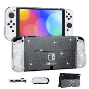 gldram upgrade glitter case for nintendo switch oled 2021, dockable pc protective cover for switch oled console, and ergonomic tpu grip case for joycon - sparkle shell