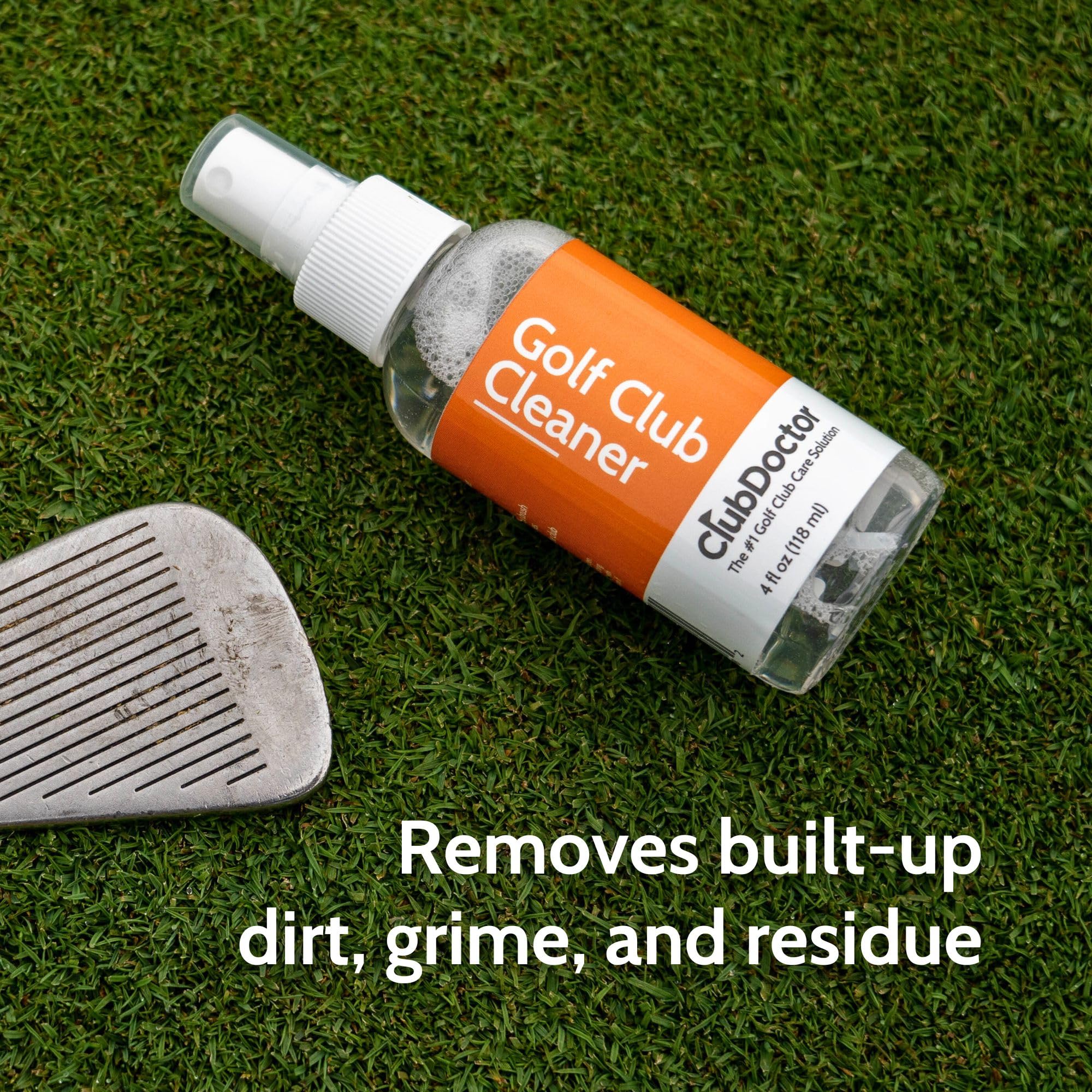 Club Doctor - Club Cleaning Solution - Golf Club Cleaner Spray - Removes Dirt from Grooves - Increase Spin and Improve Ball Flight - Clips onto Bag for Convenience - 4 oz