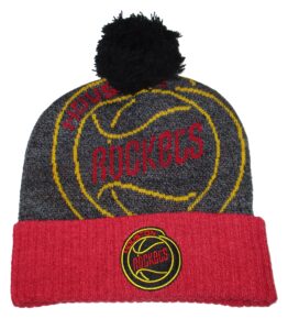 mitchell & ness houston rockets youth hype logo cuff knit beanie hat cap (charcoal, youth)