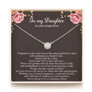 rarelove first time mom gift,daughter pregnancy gift from mom,baby shower gifts,925 sterling silver white opal necklace gift for mom to be,expecting mom,daughter push gift