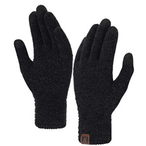 fz fantastic zone womens winter touchscreen gloves for cold weather, chenille warm knit gloves