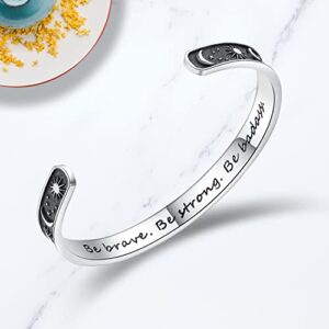 TONY & SANDY Friend Gifts for Women Be Brave Be Strong Be Badass Bracelet Inspirational Birthday Stocking Stuffers Adults Daughter Granddaughter Motivational Anxiety Sober Sun Moon Jewelry