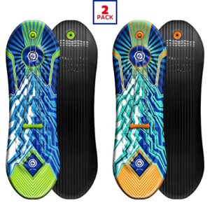 Sno-Storm Premium Foam Snowboard Sled 2-Pack | Tow Rope and Handle | Sized for Youth and Adults | Contoured Foot Deck Design | 48in-122cm Design Length | Blue Green & Blue Org Peak, (AZ21-SSSL480-2PK)