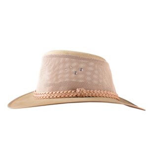 Mesh Safari Hat for Men Soaker Golf Sun Hats Summer Wide Brim Outback Cap（Natural,L）