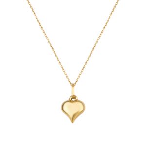 sophos jewelry 10k solid yellow gold heart pendant necklace with 18" real gold chain, dainty jewellery for women