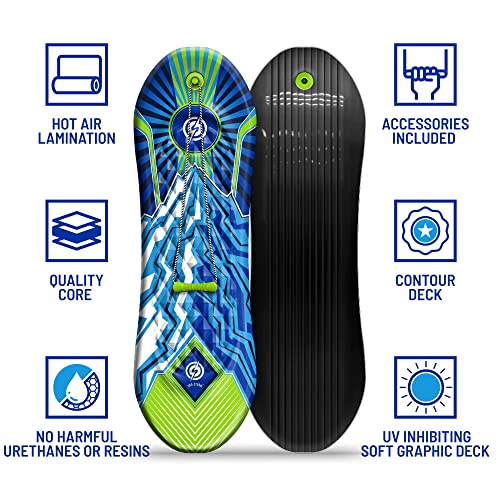 Sno-Storm Premium Foam Snowboard Sled 2-Pack | Tow Rope and Handle | Sized for Youth and Adults | Contoured Foot Deck Design | 48in-122cm Design Length | Blue Green & Blue Org Peak, (AZ21-SSSL480-2PK)